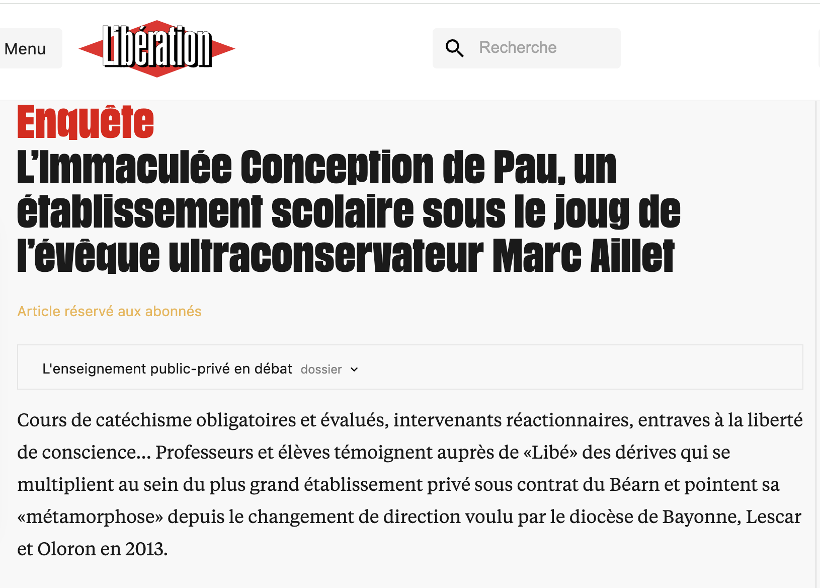 Sans surprise : Libé charge un établissement catholique - Boulevard ...