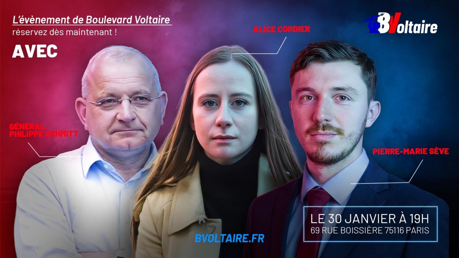 Événement BV : Alice Cordier, le Général Schmitt et Pierre-Marie Sève ...